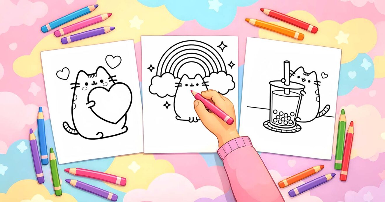 Pusheen Coloring Pages (Free Printable PDFs)